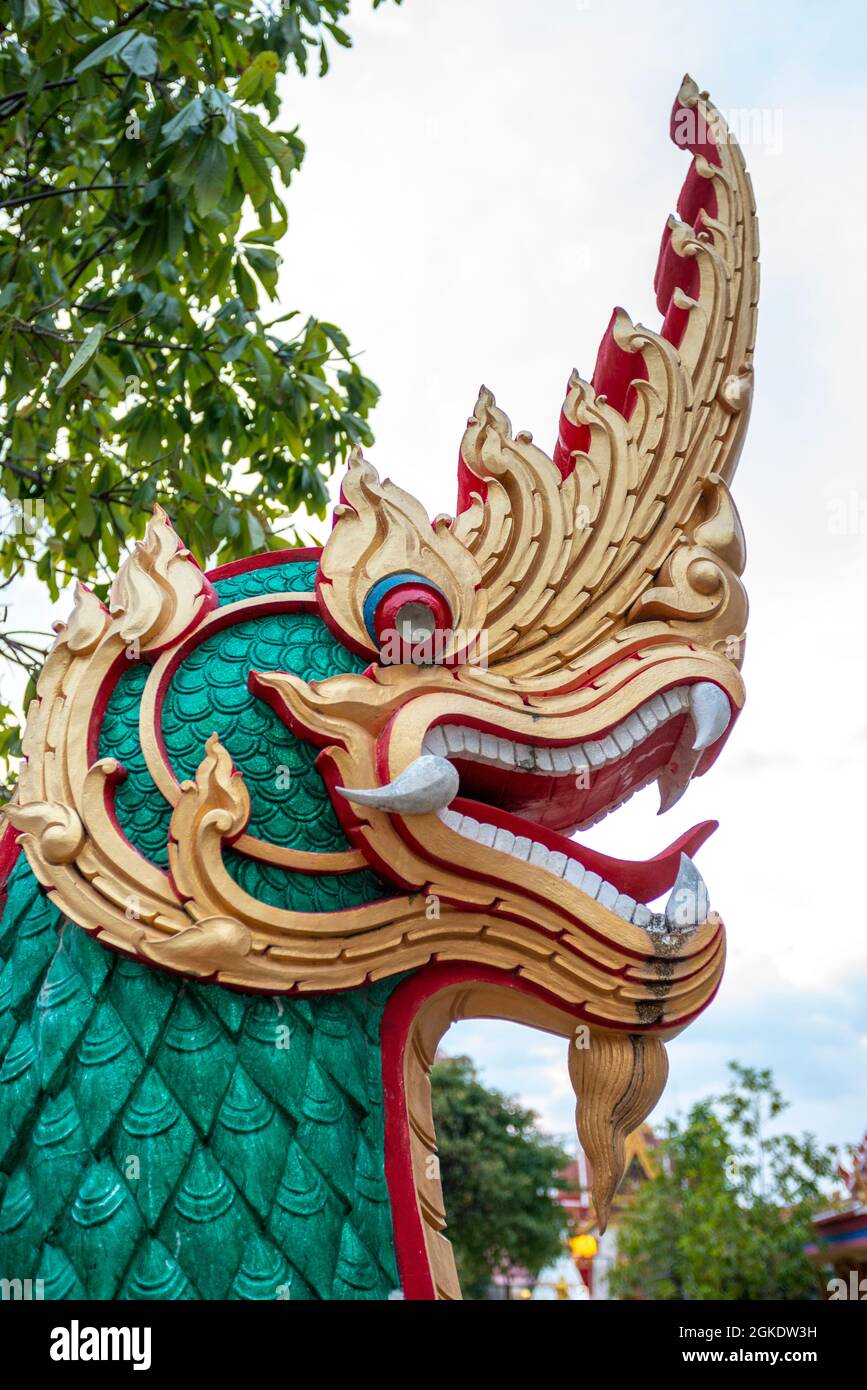 Dragon head in a buddhist temple in thailand Stock Photo - Alamy