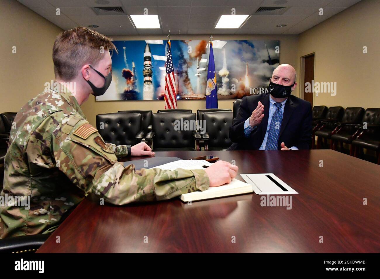 Acting Secretary of the Air Force John Roth is interviewed by 2nd Lt ...