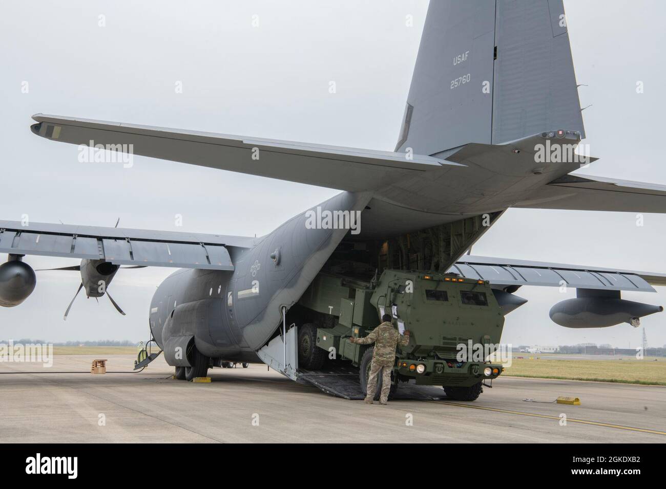 Loadmasters assigned to 352d Special Operations Wing on-load a High ...