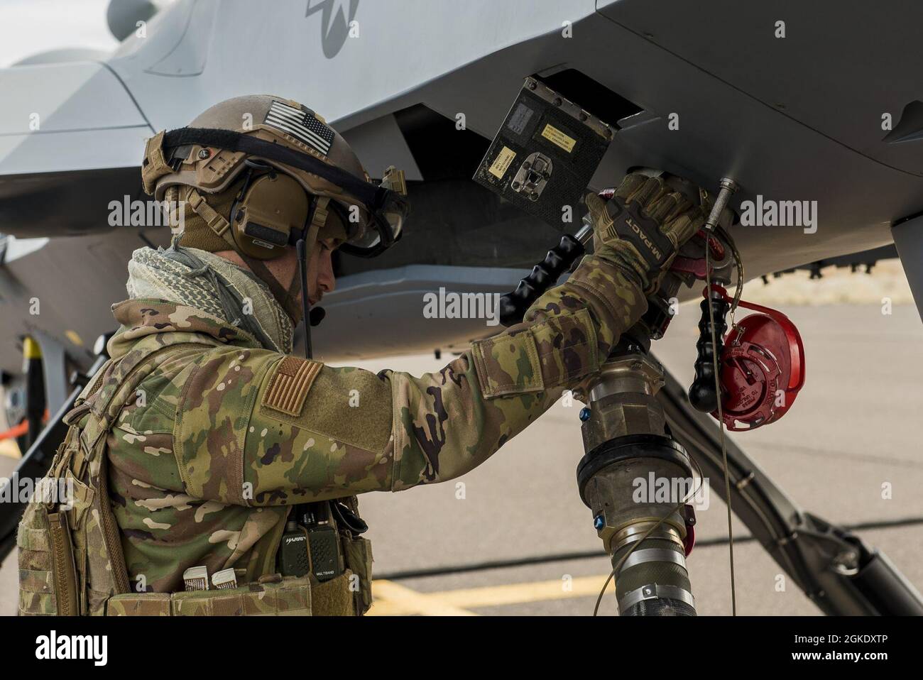 A Forward Area Refueling Point Airman assigned to the 27th Special ...