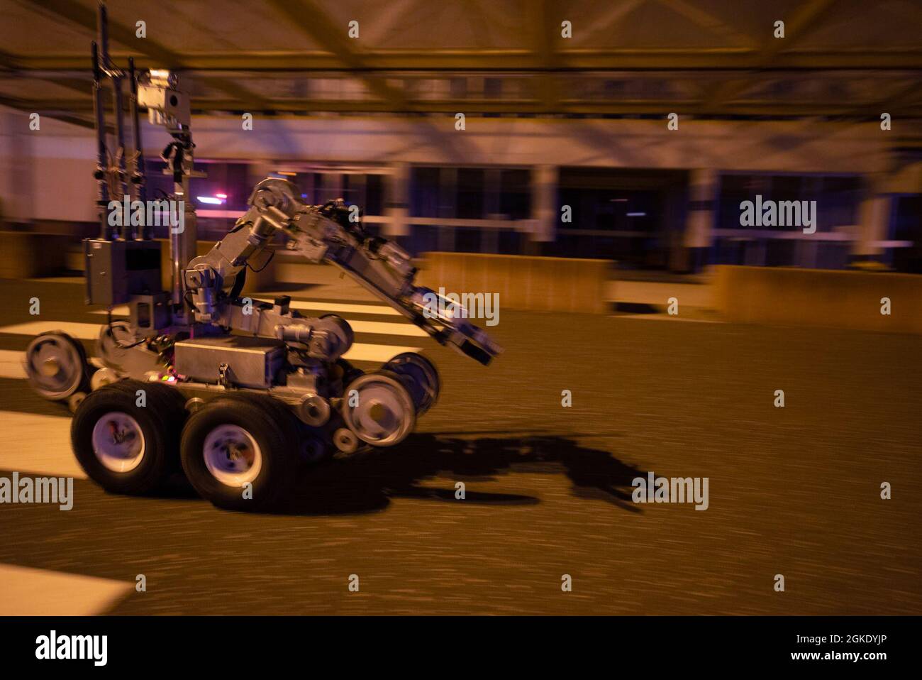 A U.S. Air Force Andros F-6 robot is driven by a 52nd Civil Engineer ...