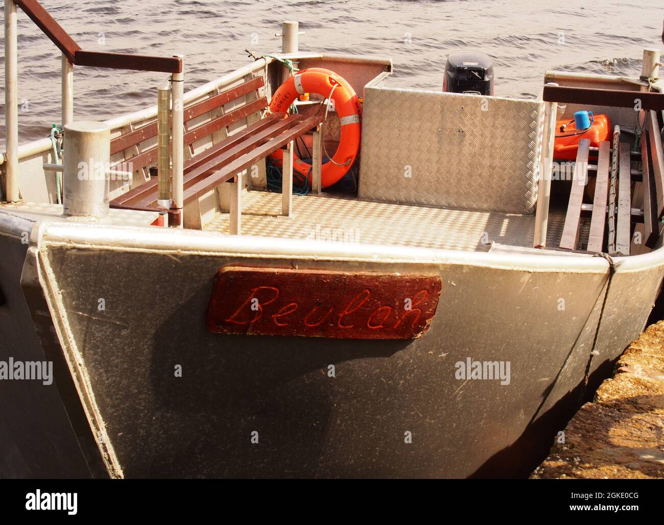 A view onto the deck of a small passenger ferry boat on the Kyle of ...
