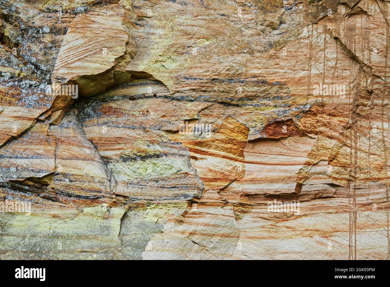 The texture of the layers of sandy rocks. Layers of sand deposits ...