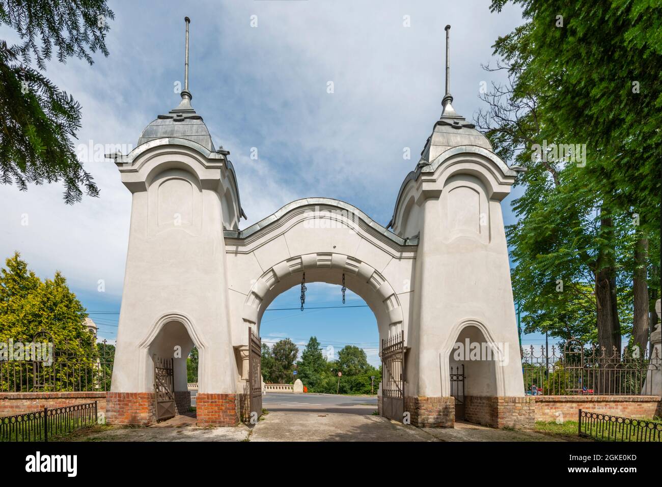 Entrance to an urban park in the city of Timisoara in western Romania ...