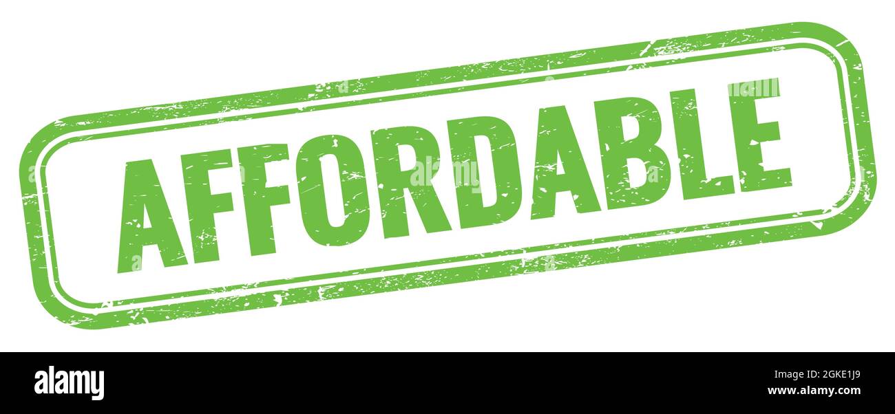 AFFORDABLE text on green grungy vintage rectangle stamp Stock Photo - Alamy