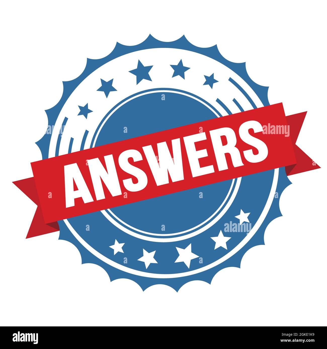ANSWERS text on red blue ribbon badge stamp Stock Photo - Alamy