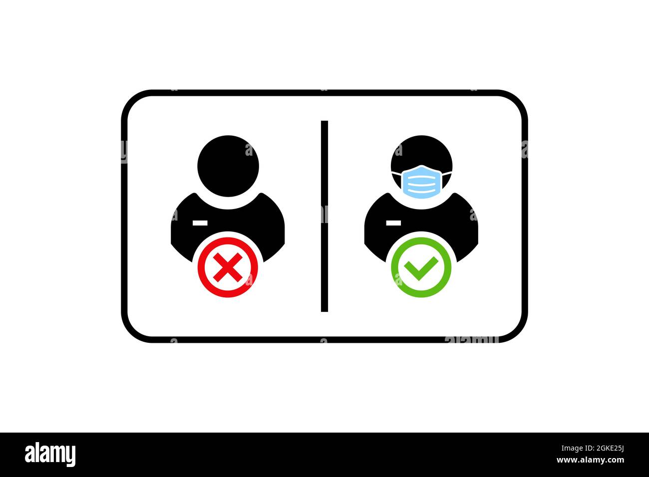 Face mask required warning prevention sign. Human profile silhouette ...