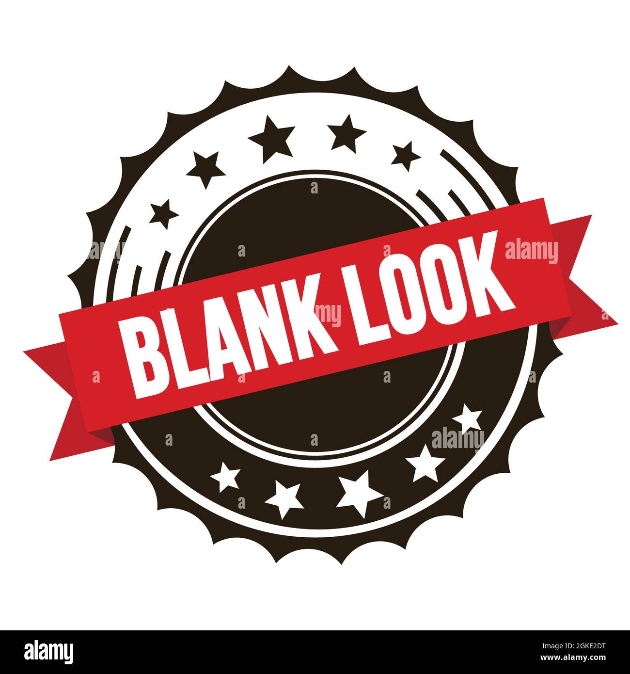 BLANK LOOK text on red brown ribbon badge stamp Stock Photo - Alamy