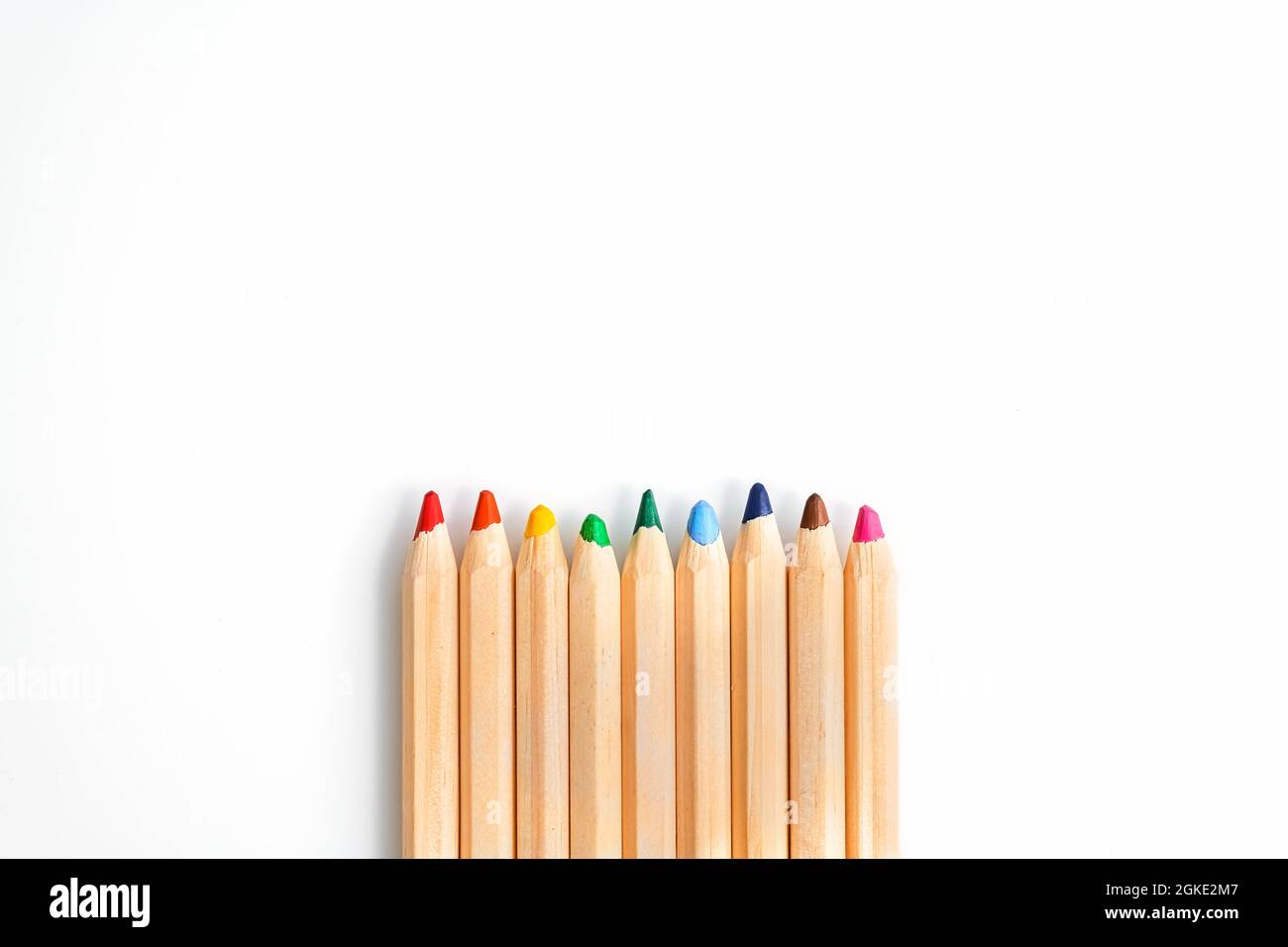 color rainbow pencils. top view. education, drawing colors. with copy ...