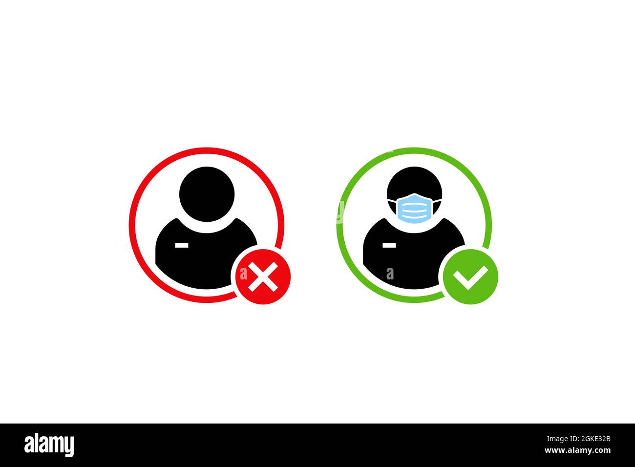 Face mask required warning prevention sign. Human profile silhouette ...