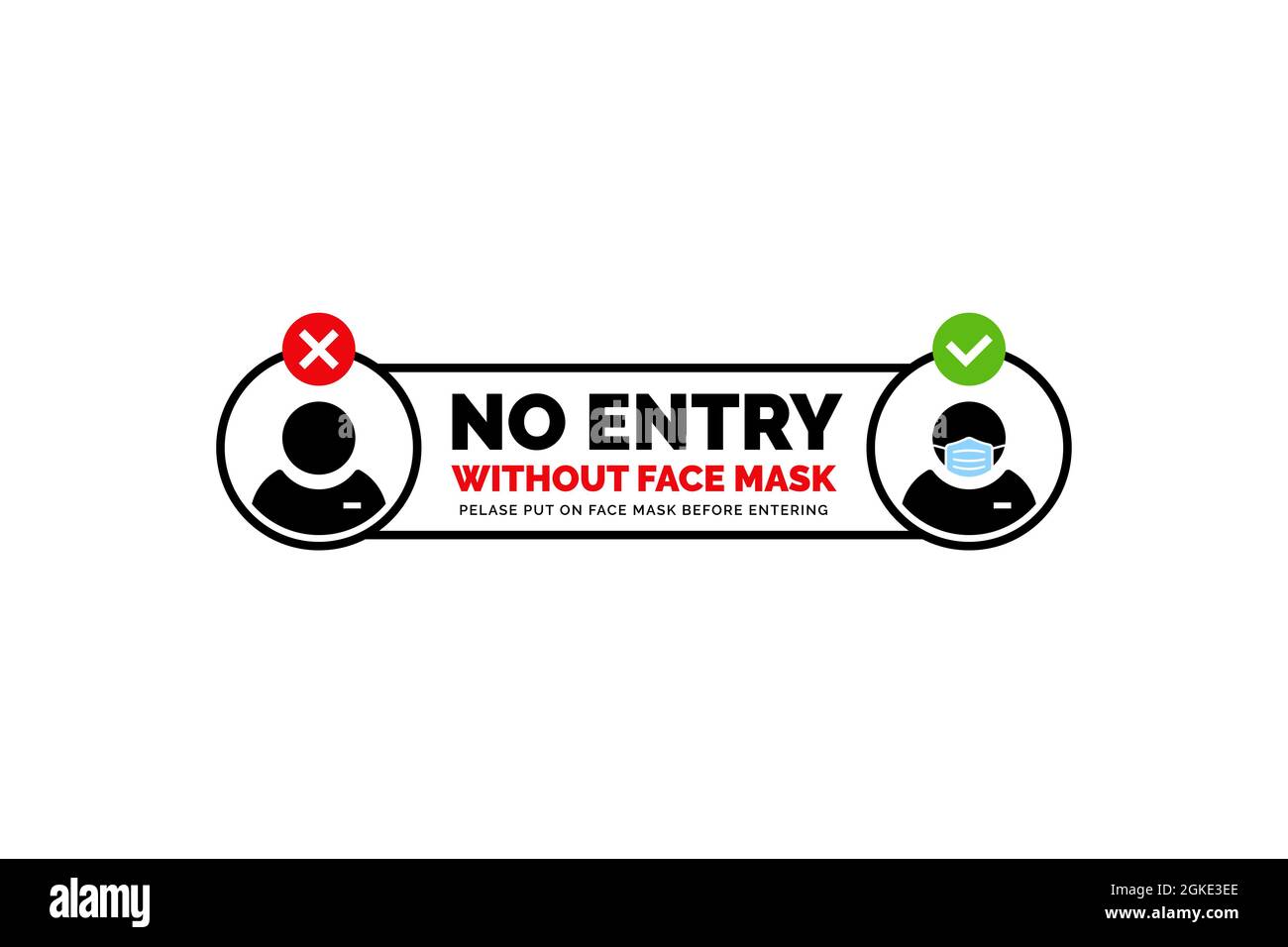 Face mask required warning prevention sign. No face mask no entry sign ...