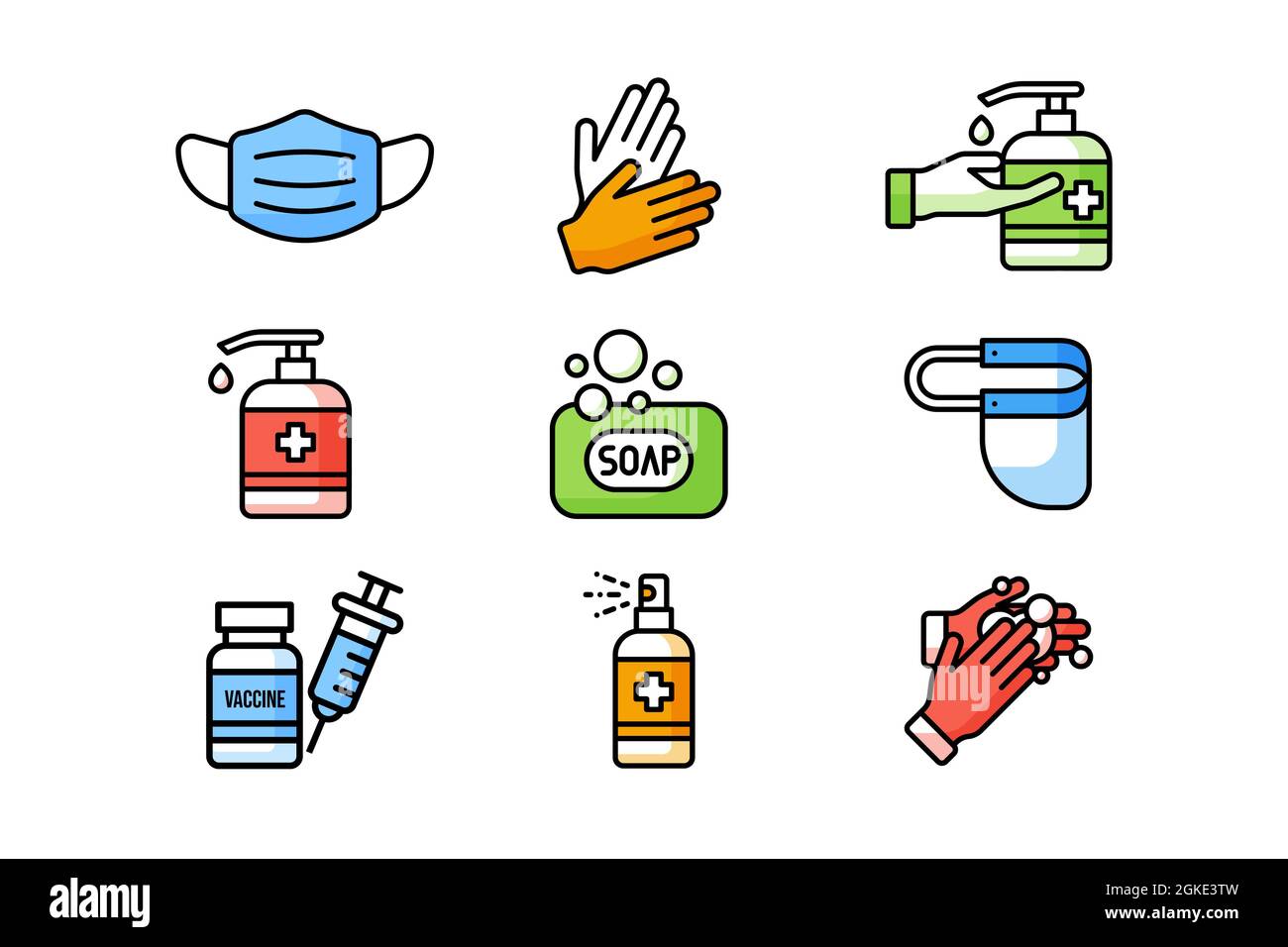 Personal protection equipment icons. Coronavirus, covid 19 prevention ...