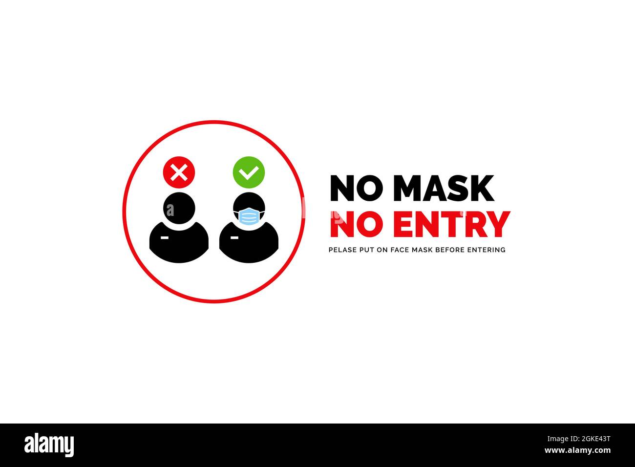 Face mask required warning prevention sign. No face mask no entry sign ...