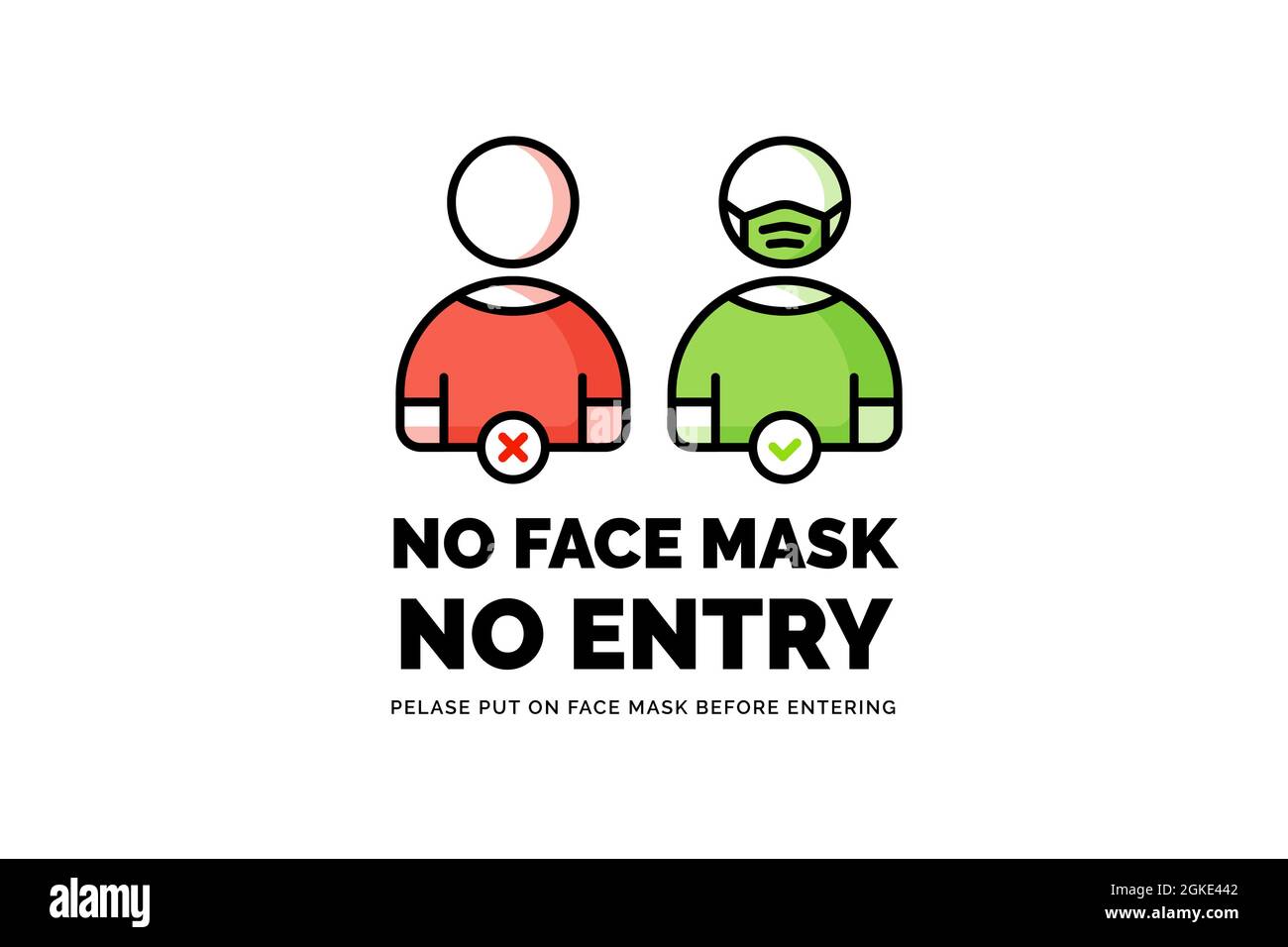 Face mask required warning prevention sign. No face mask no entry sign ...