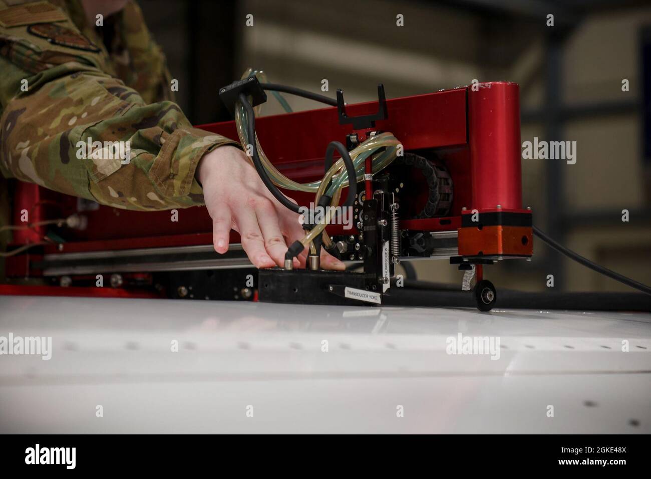 An Airman from the 319th Aircraft Maintenance Squadron nondestructive ...