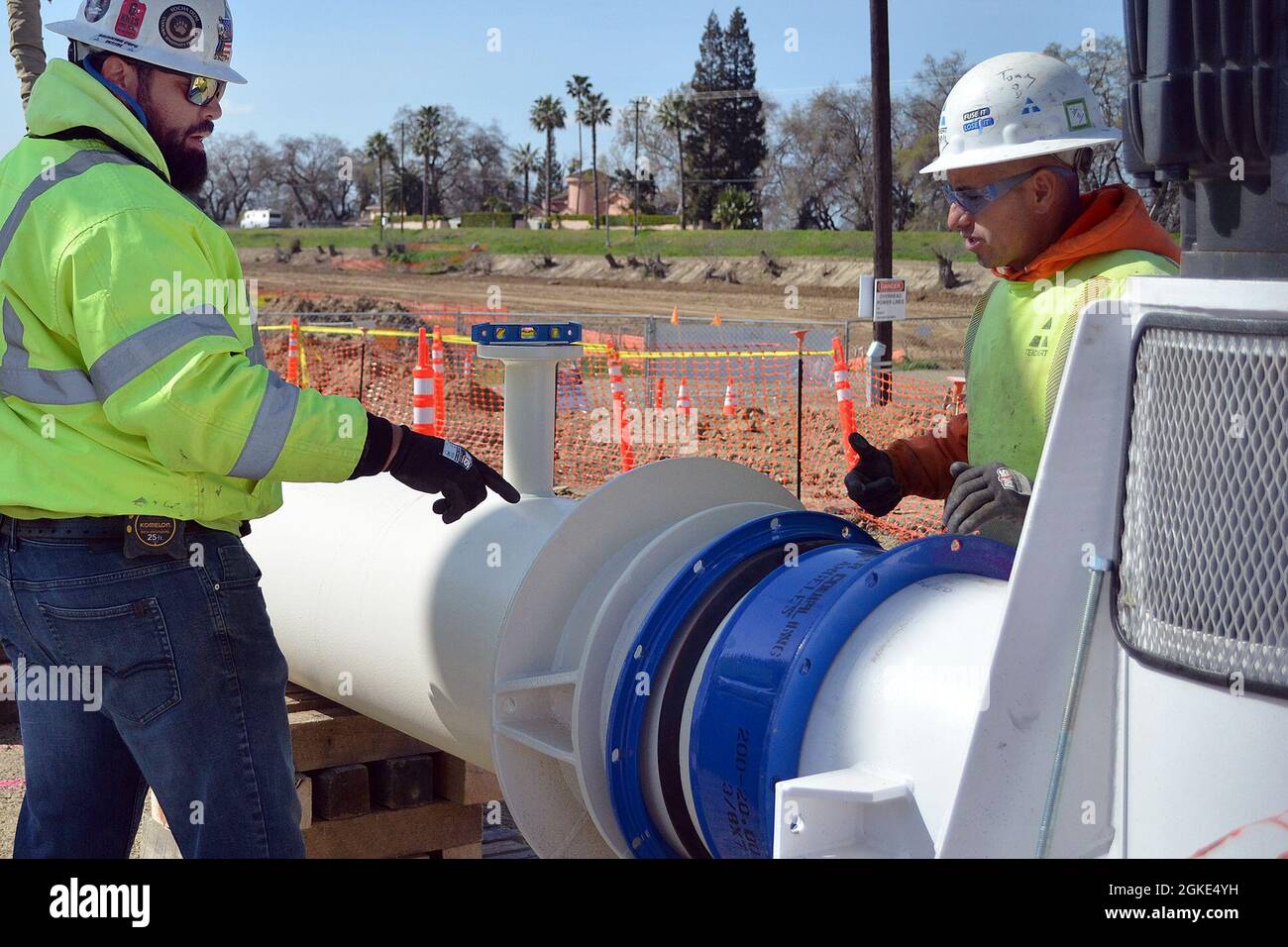 Components for the pump at the lift station are being installed as part ...