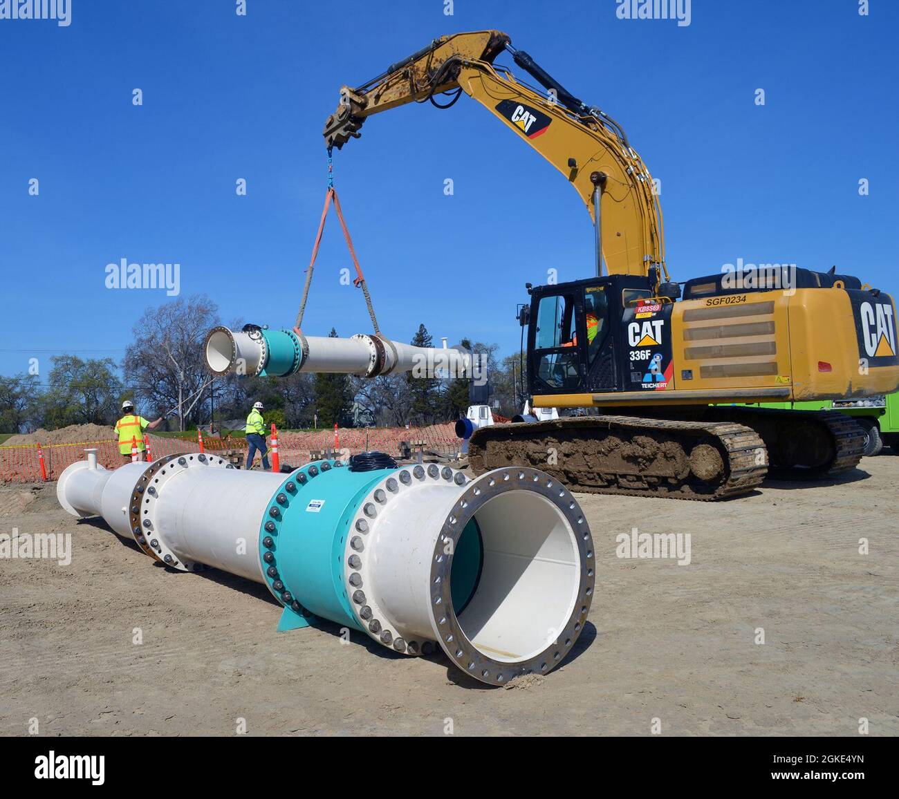 Components for the pump at the lift station are being installed as part ...