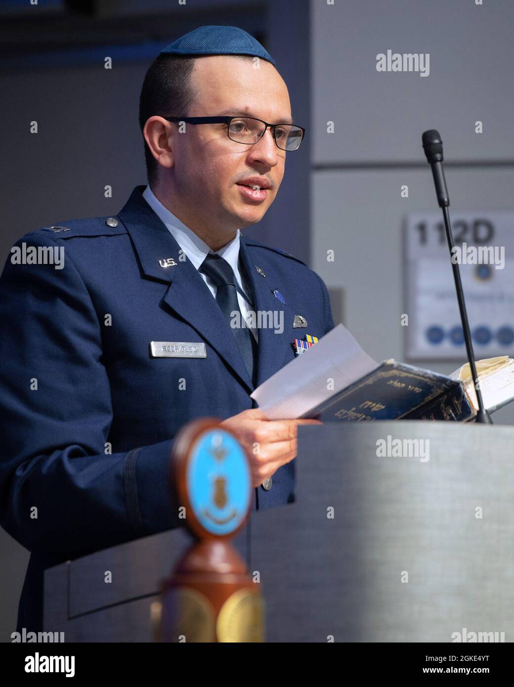 Capt. (Chaplain) Gerardo Rodriguez, 88th Air Base Wing chaplain, gives ...