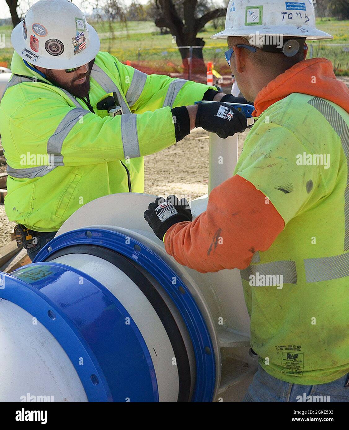 Components for the pump at the lift station are being installed as part ...