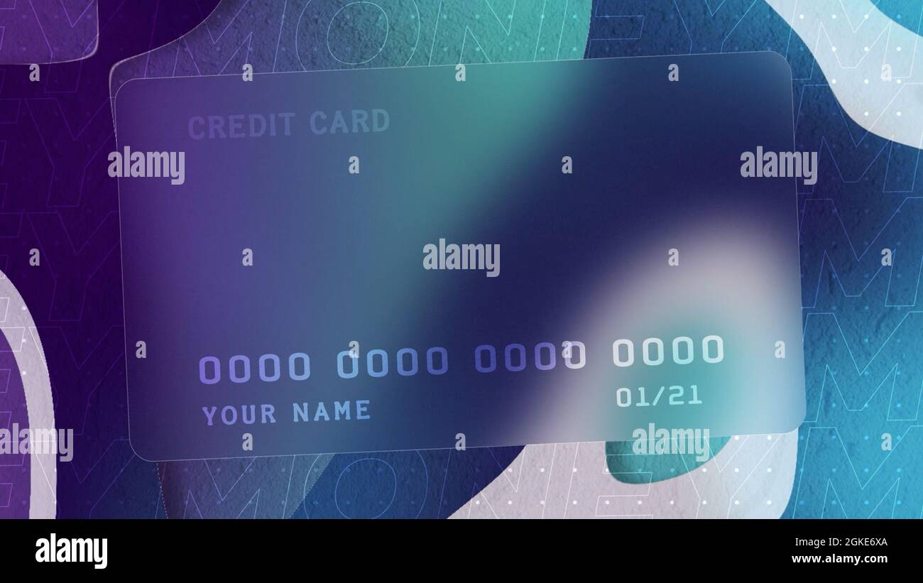 Abstract sample of a credit card design on purple background with ...