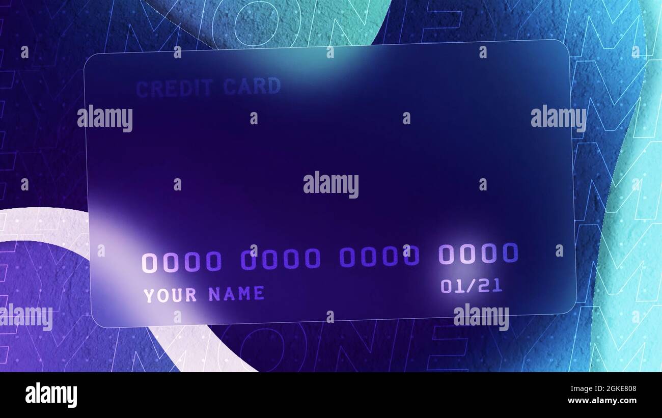 Abstract sample of a credit card design on purple background with ...