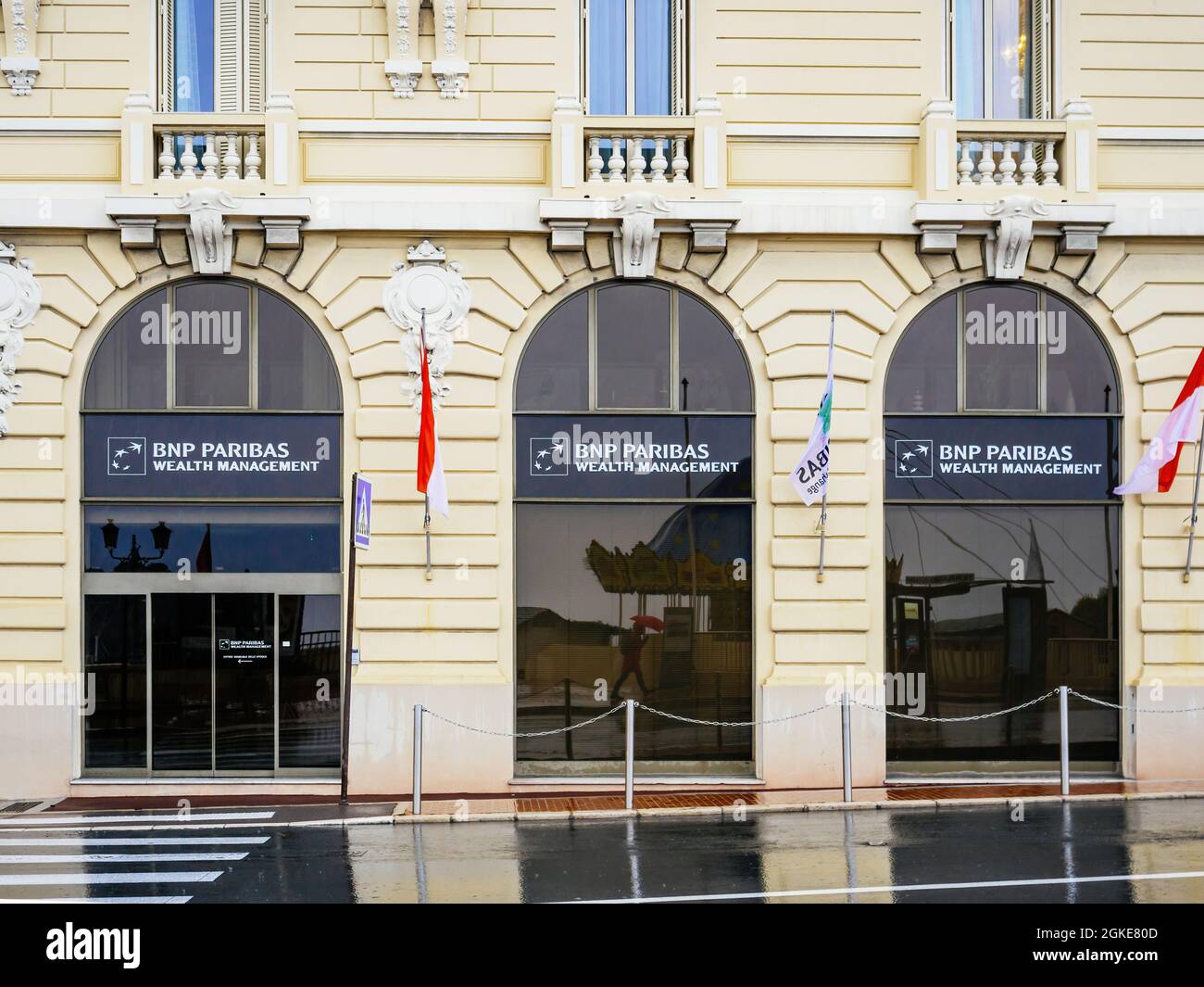 Empty fof BNP Paribas Wealth Management headquarter in central Monaco ...