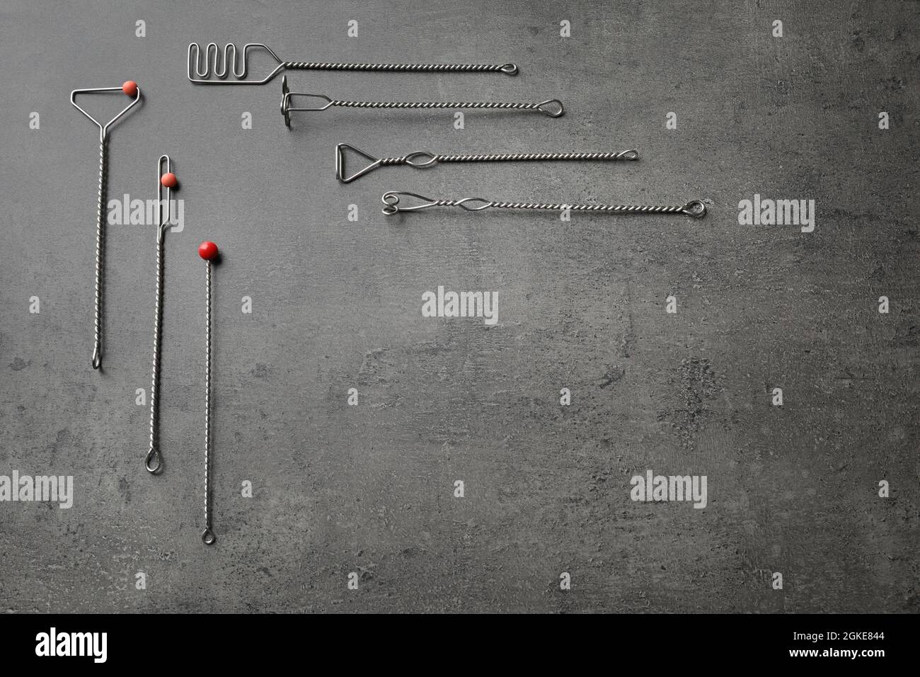Set of logopedic probes for speech correction on grey background Stock ...