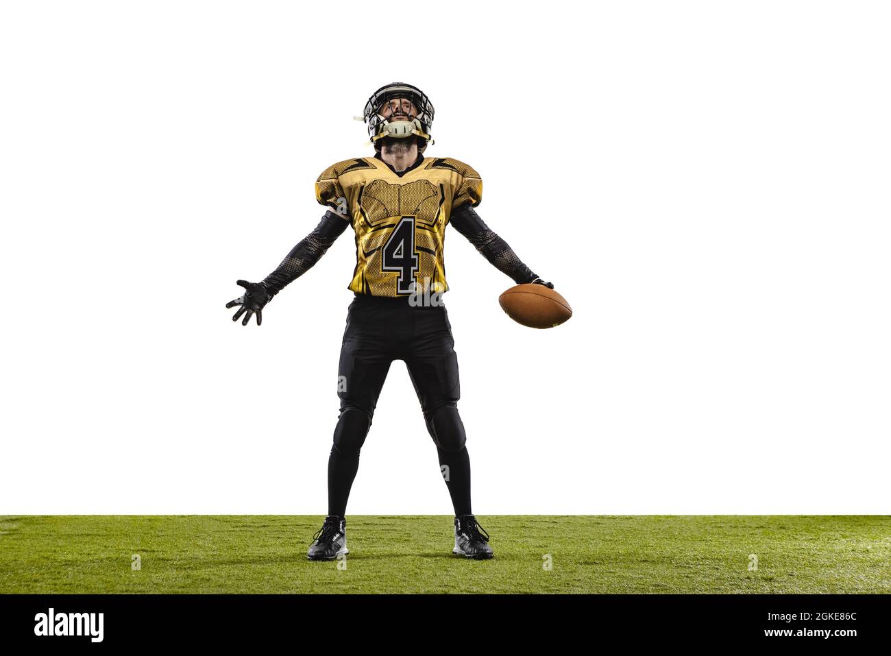 Full-length portrait of professional american football player in unifor ...