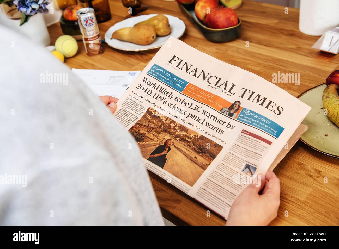 Financial Times newspaper magazine wtih headline cover page main title ...