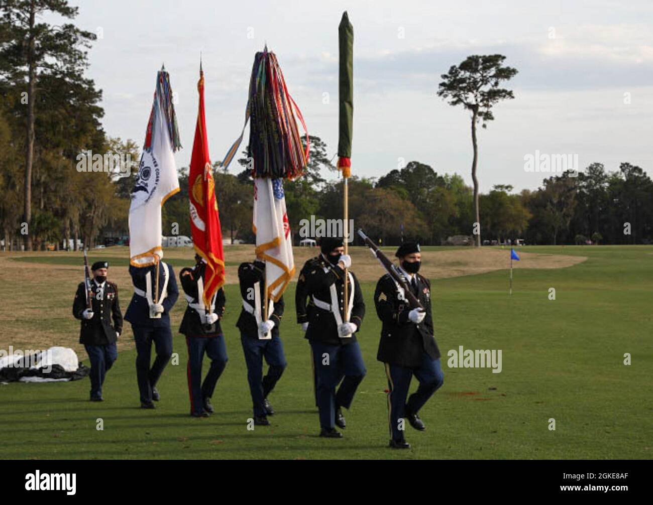 A joint military color guard, including Soldiers from the 3rd Infantry ...