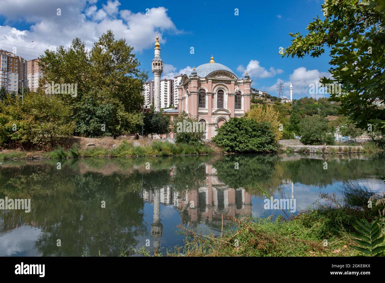 Kagithane Deresi(stream) and Sadabad Mosque in Kagithane district of ...