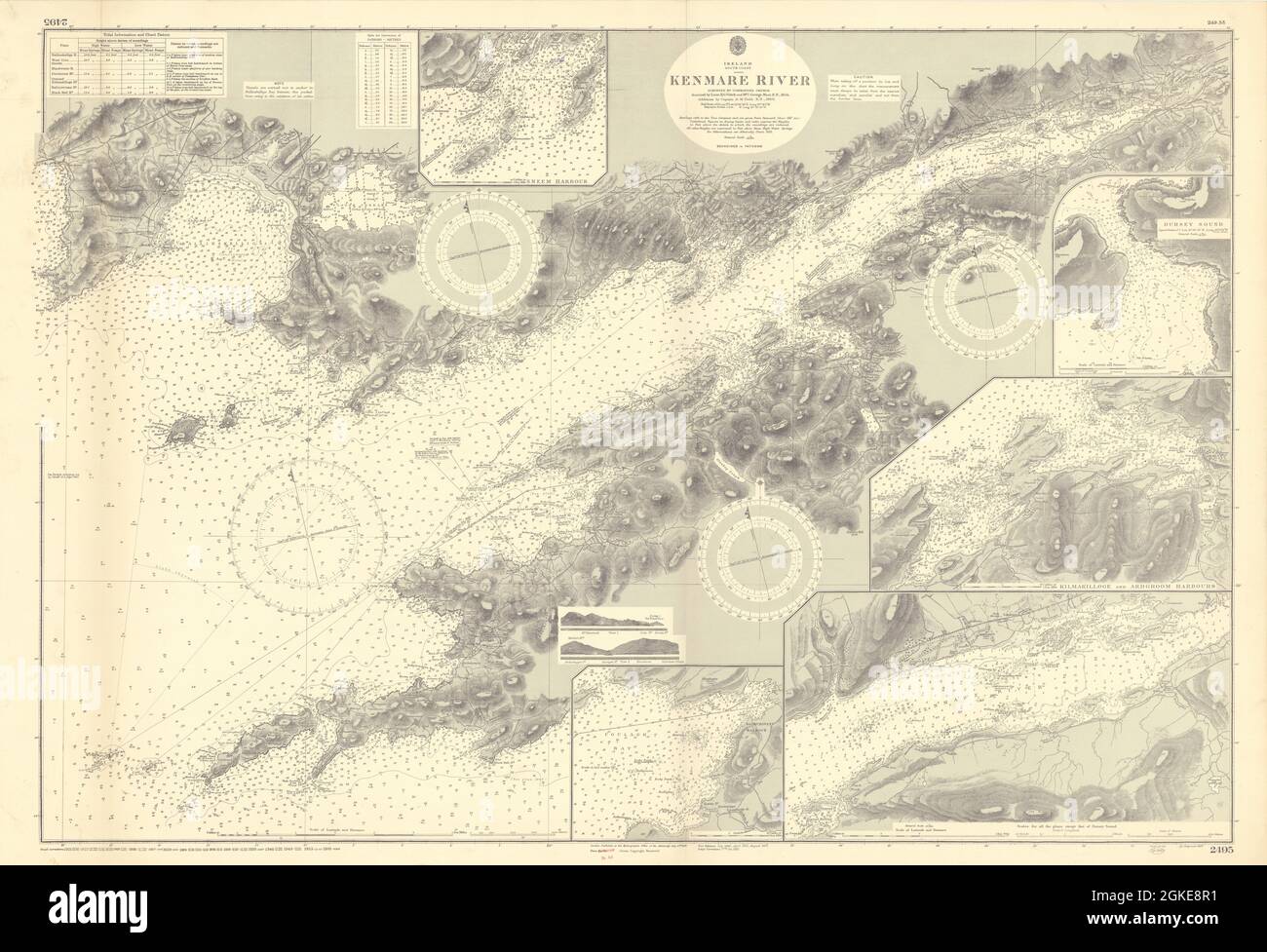 Kenmare River & harbours. Ireland. ADMIRALTY sea chart 1857 (1955) old ...
