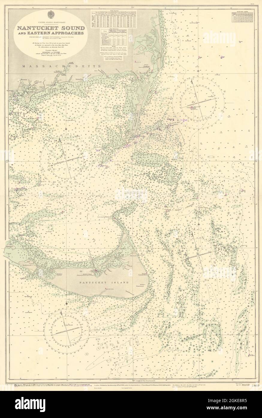 Nantucket Island Sound Cape Cod Massachusetts ADMIRALTY chart 1896 ...