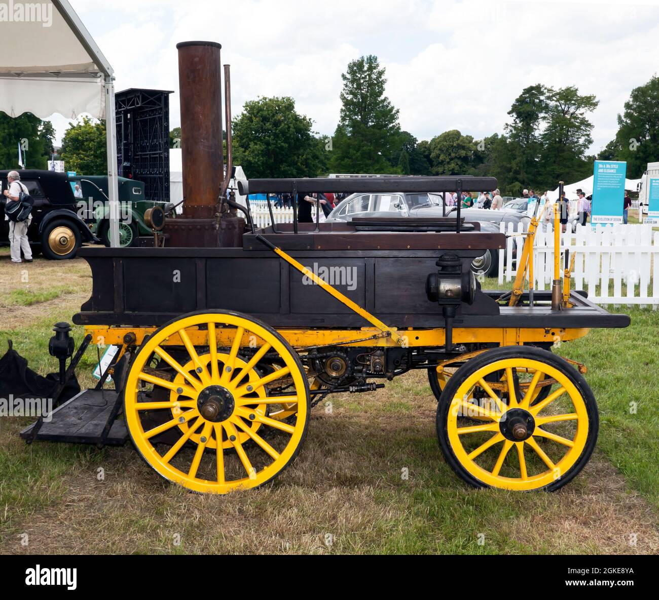 Side View of a 1893, Salvesen Wagonette, Steam Car, on display at the ...