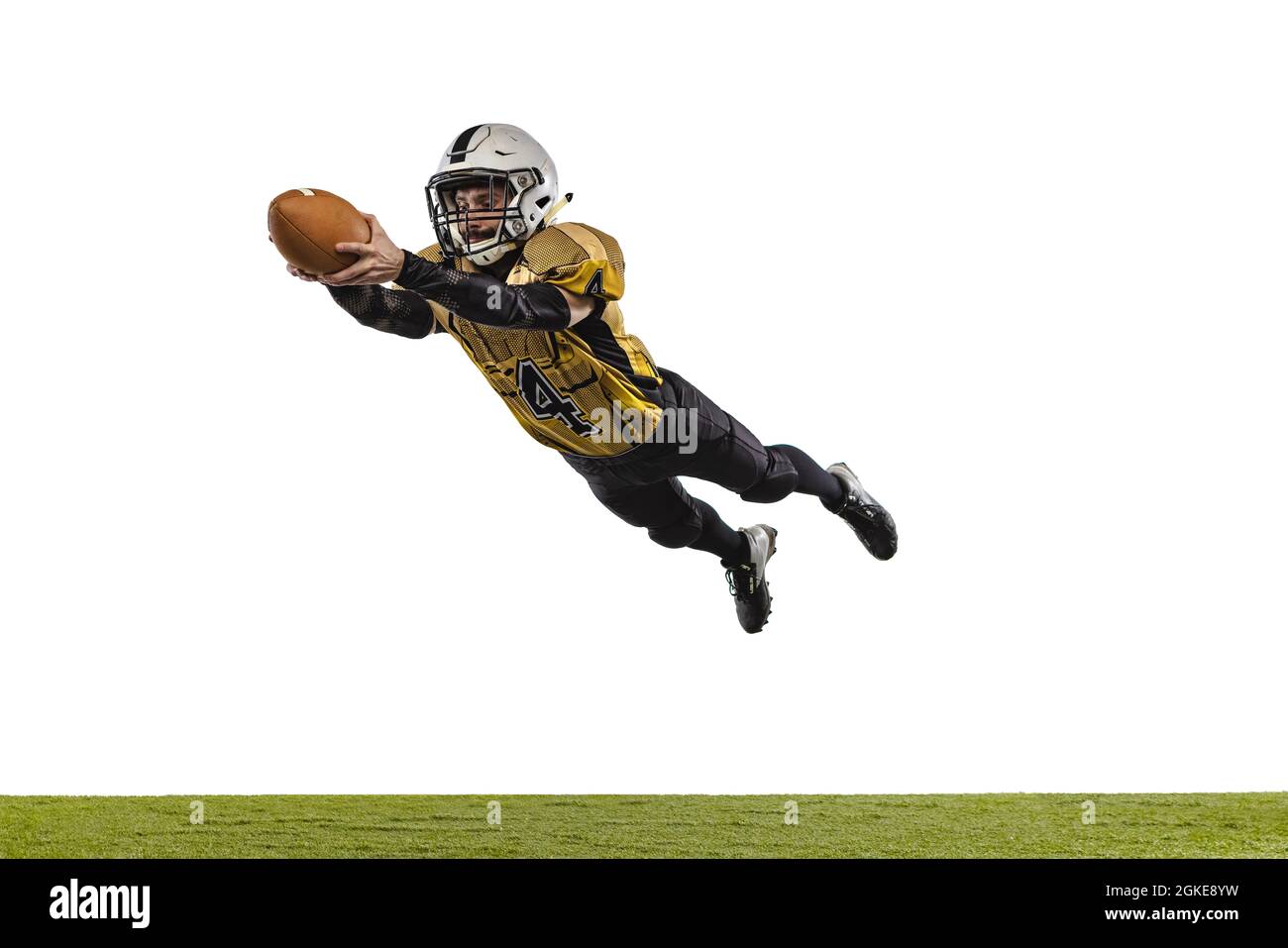 Full-length portrait of professional american football player in ...