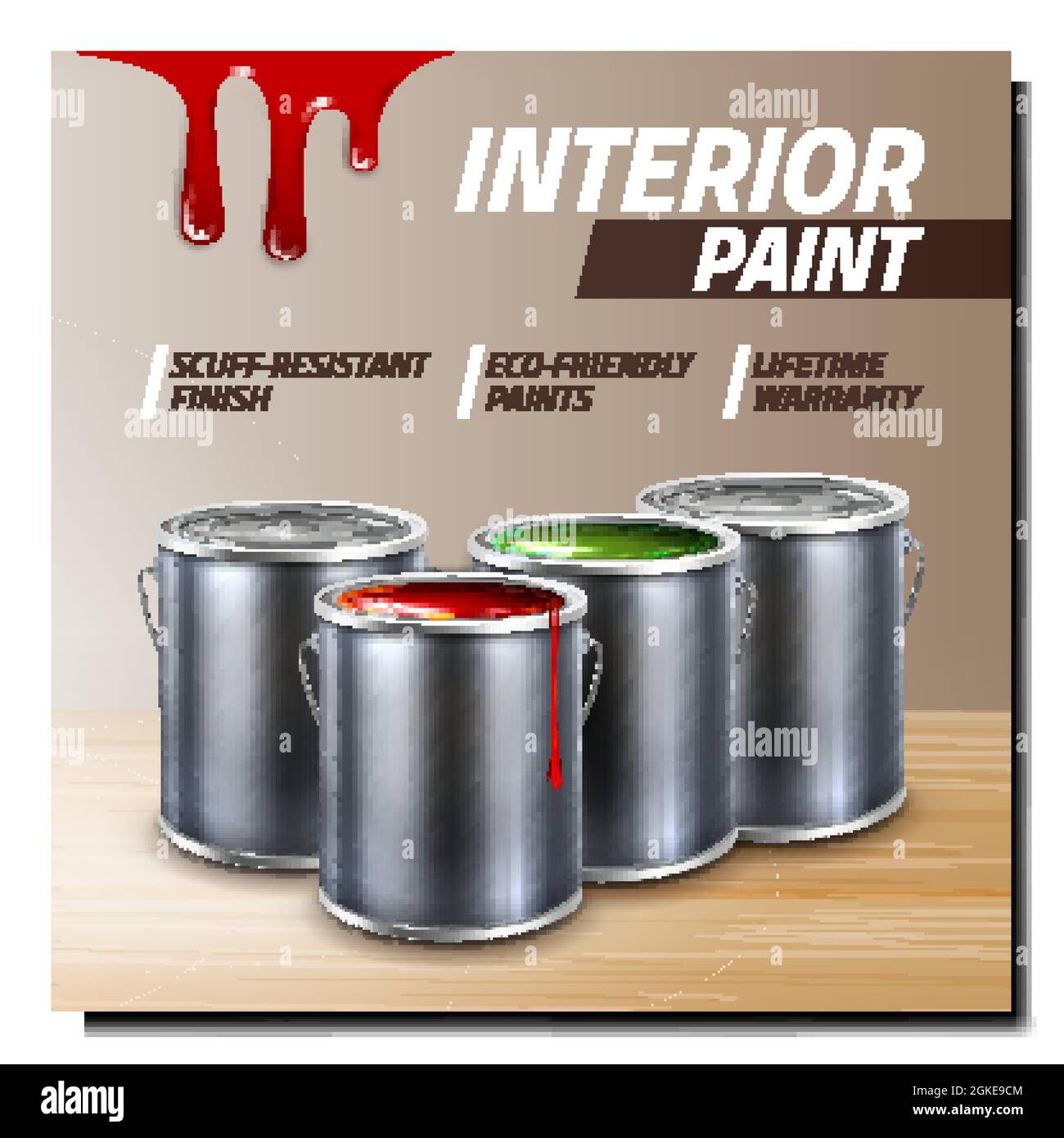 Interior Paint Creative Promotional Banner Vector Stock Vector Image ...