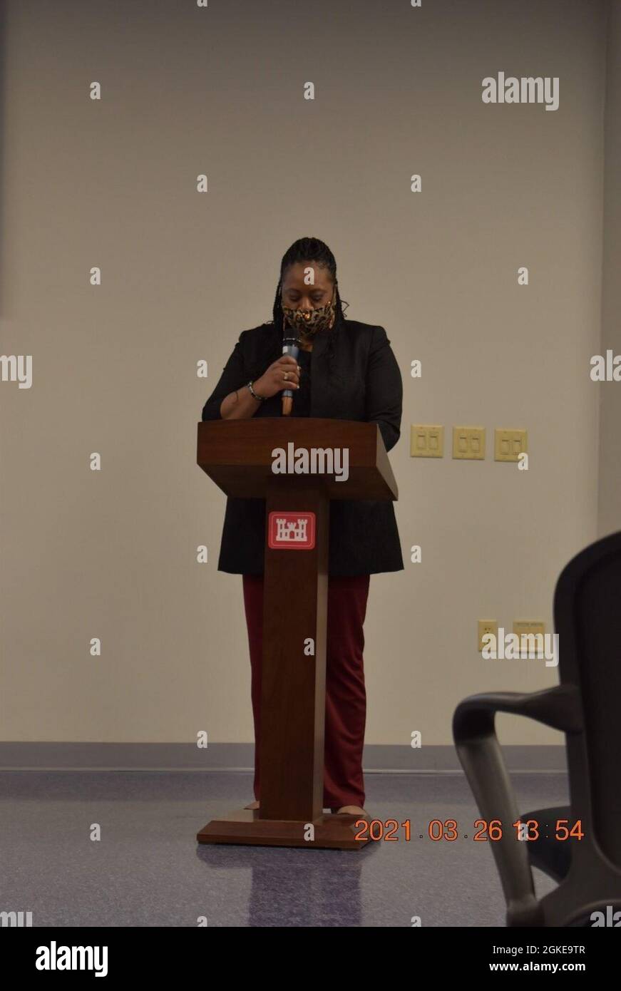 Jessie Lindor, Far East District property book officer, performs a poem ...