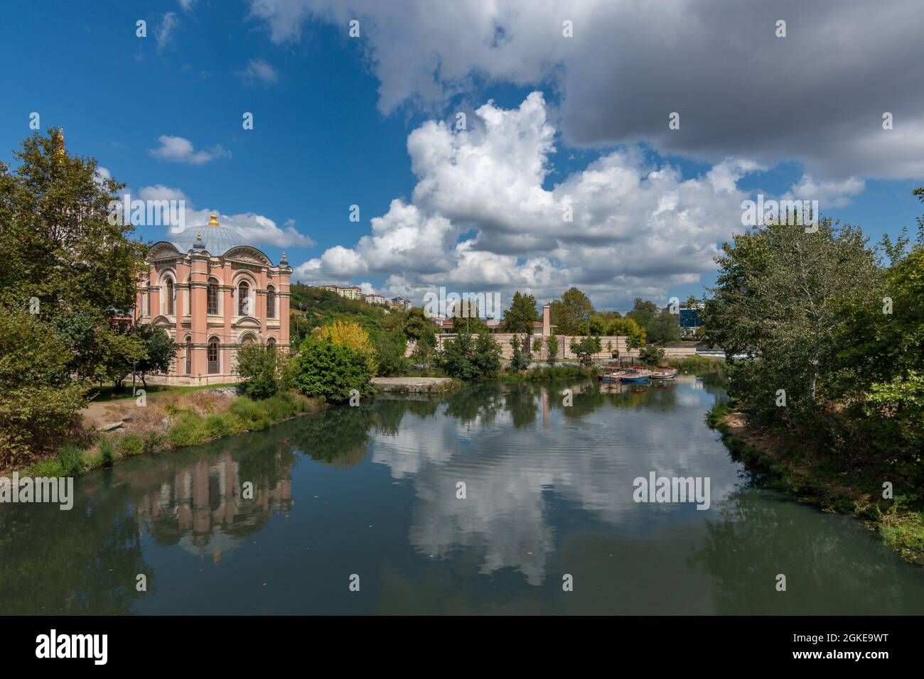 Kagithane Deresi(stream) and Sadabad Mosque in Kagithane district of ...