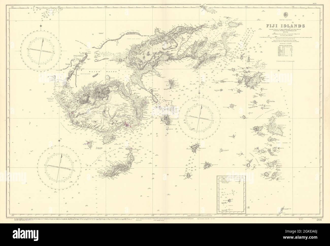 Fiji Islands, South Pacific. ADMIRALTY sea chart 1879 (1954) old ...