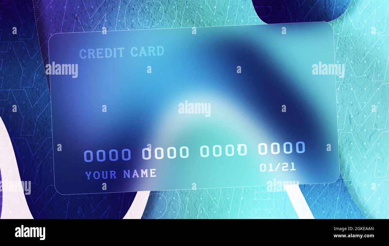 Abstract sample of a credit card design on purple background with ...