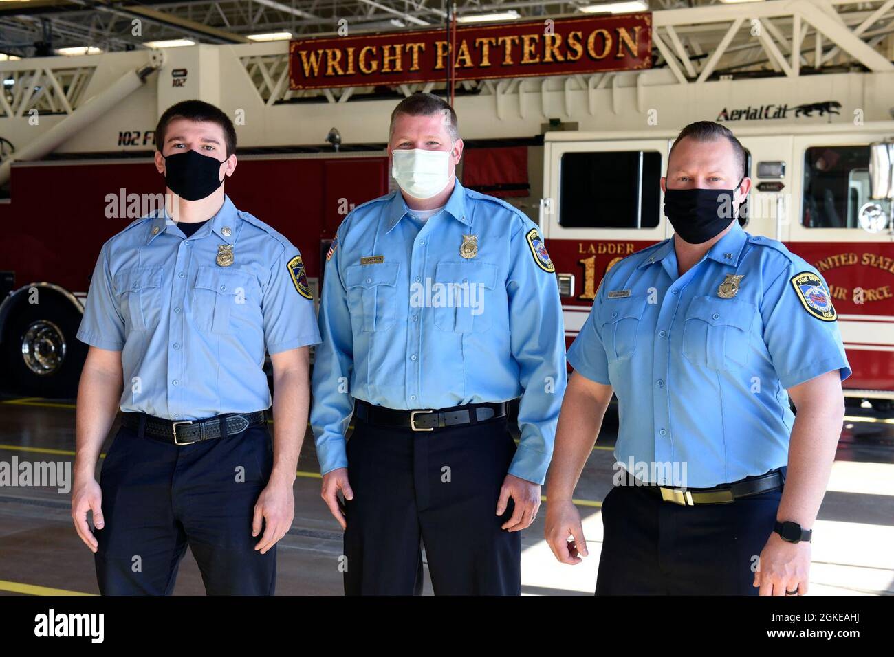 Three Air Force firefighters from the 788th Civil Engineer Squadron ...