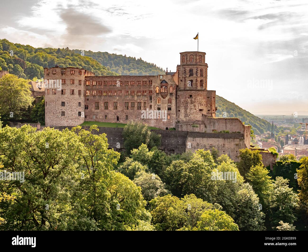 Aerial view of the Castle of Heidelberg, Germany on the hill Stock ...