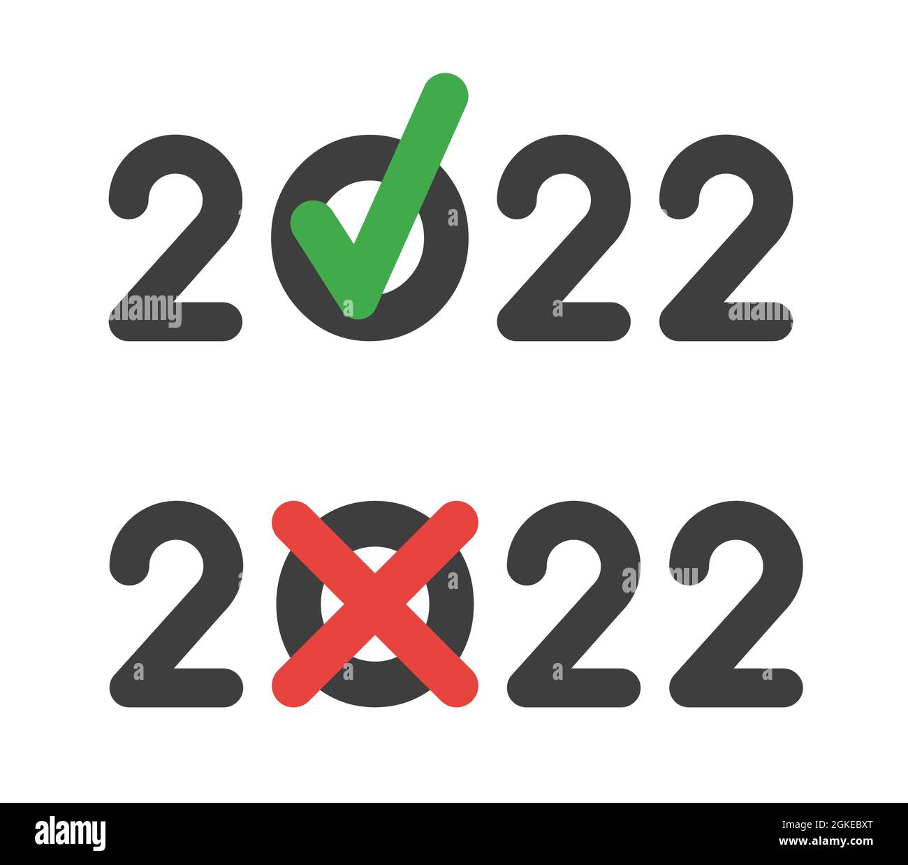 New year 2022 vector concept, with check mark and x mark, approve and ...