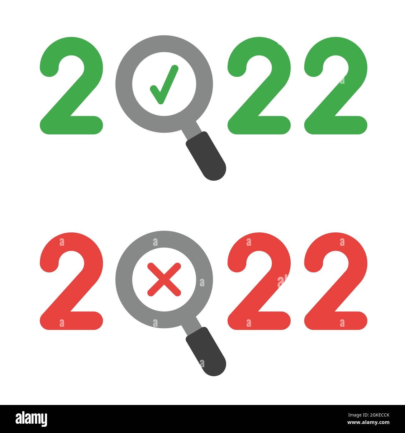 New year vector concept, 2022 with magnifying glass instead of zero ...