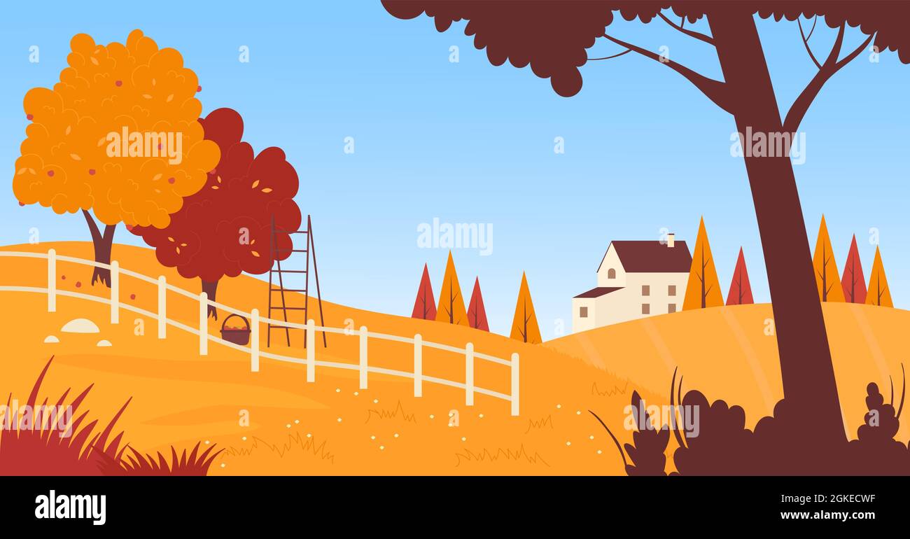 Orchard farm house in village Stock Vector Images - Alamy