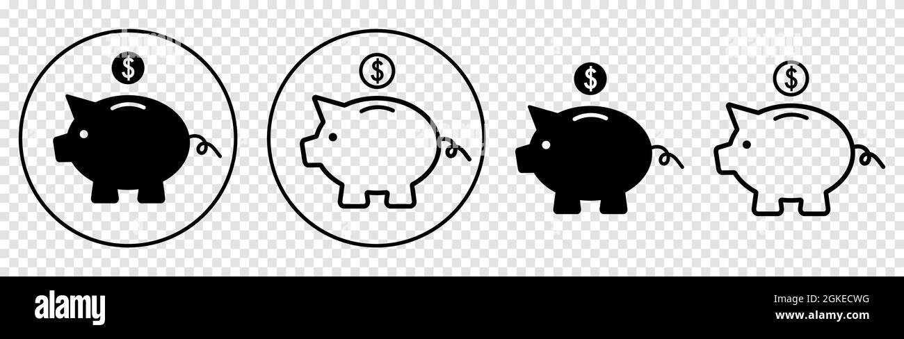 Set of piggy bank icon. Vector illustration isolated on white ...