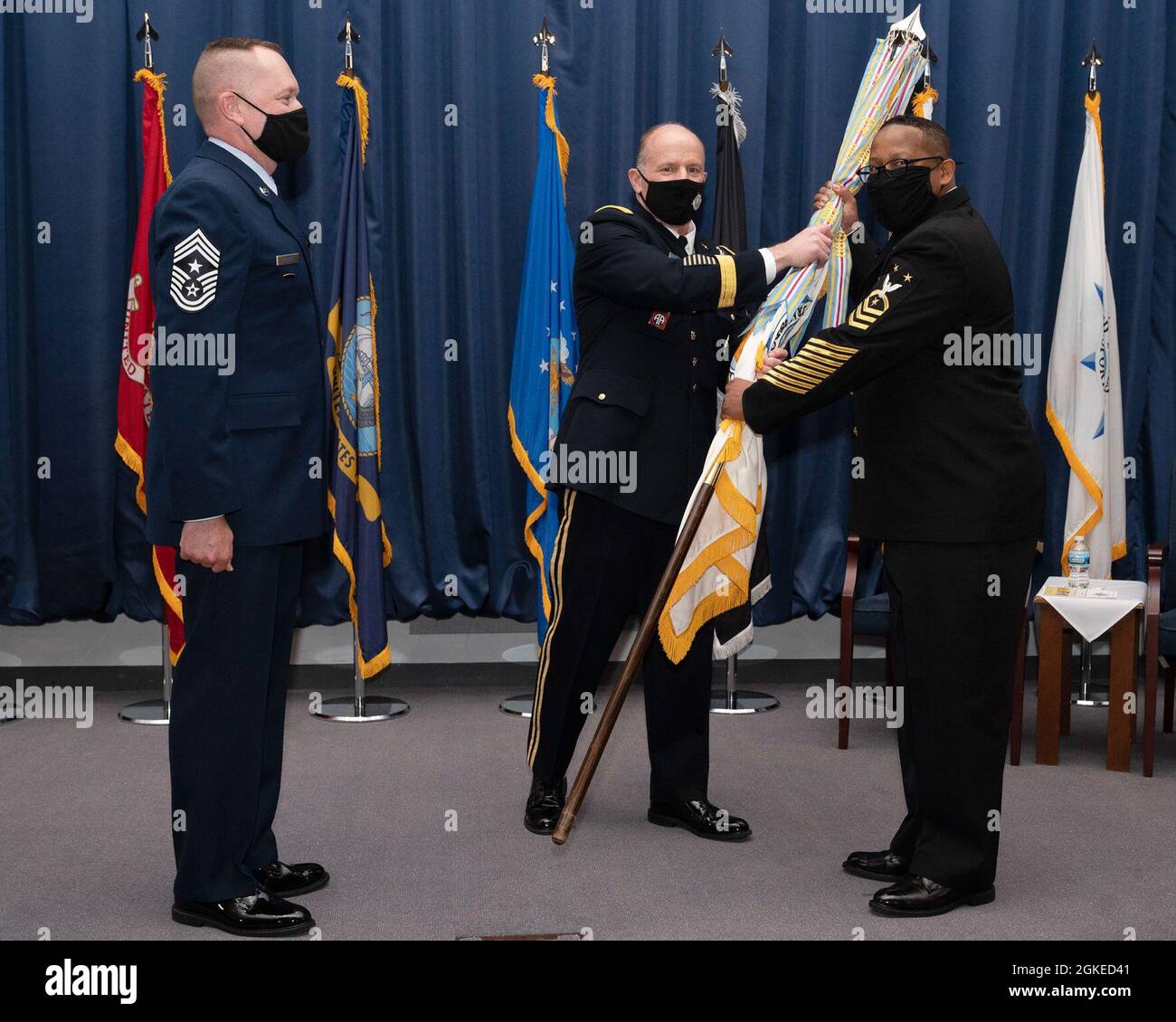 U.S. Navy Fleet Master Chief Donald Myrick accepts the U.S ...