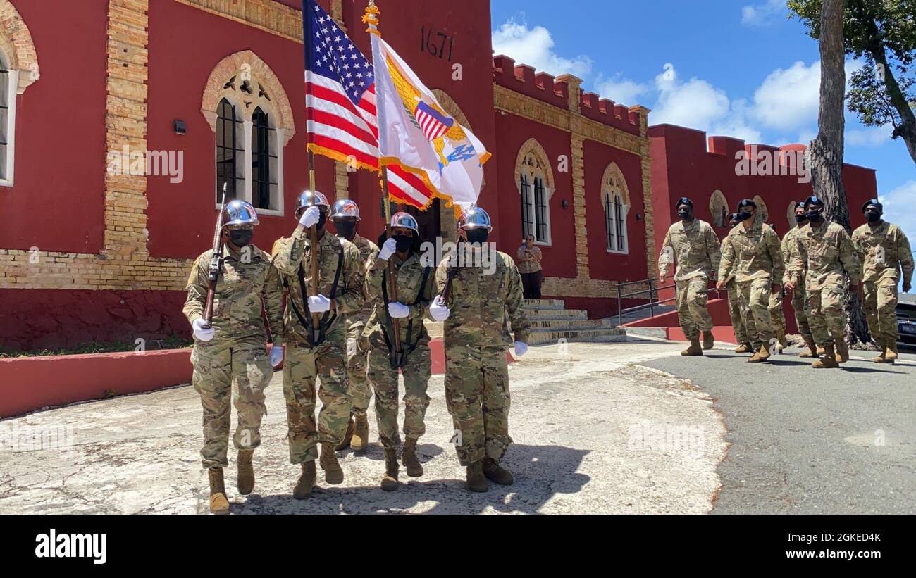 Members of the Virgin Islands National Guard, Honor Guard, marches the ...