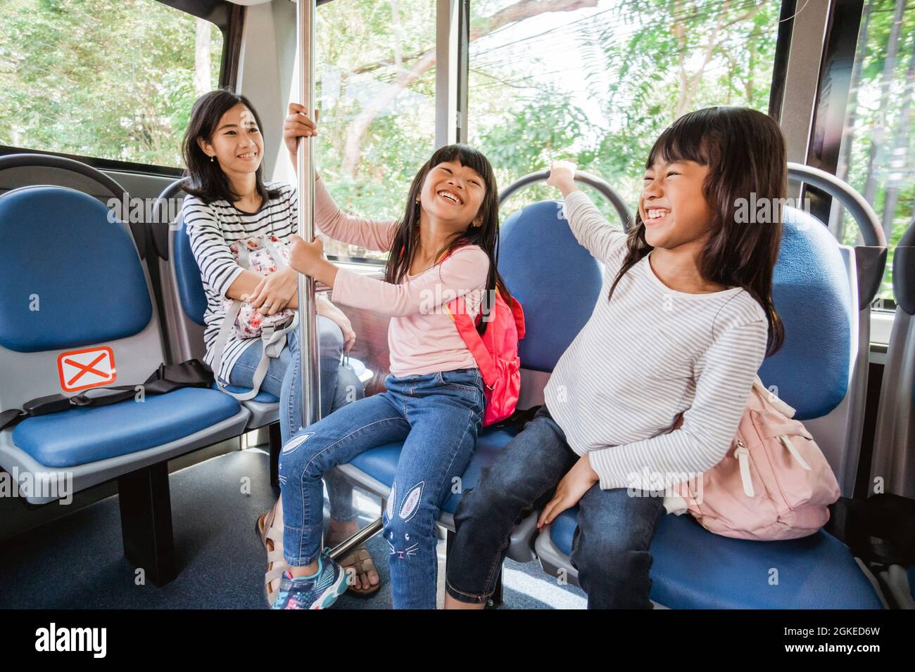 student going to school by bus public transportation together Stock ...