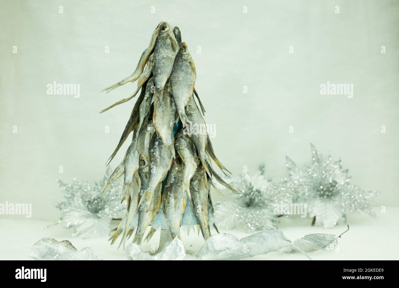 This Christmas tree is made of dried fish. New year for the fisherman ...